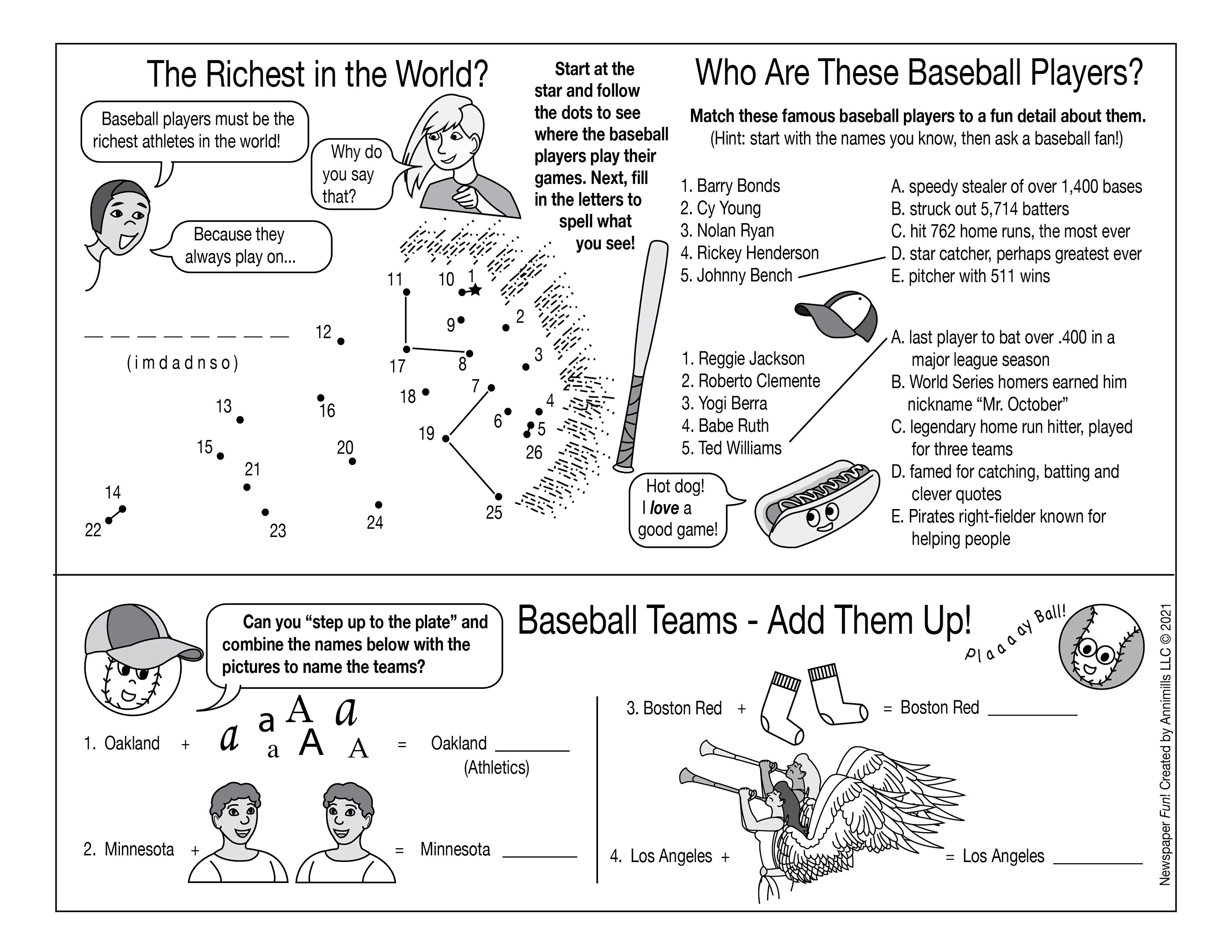 Baseball and Spring Sports Printable Puzzles - Activity Set and ...