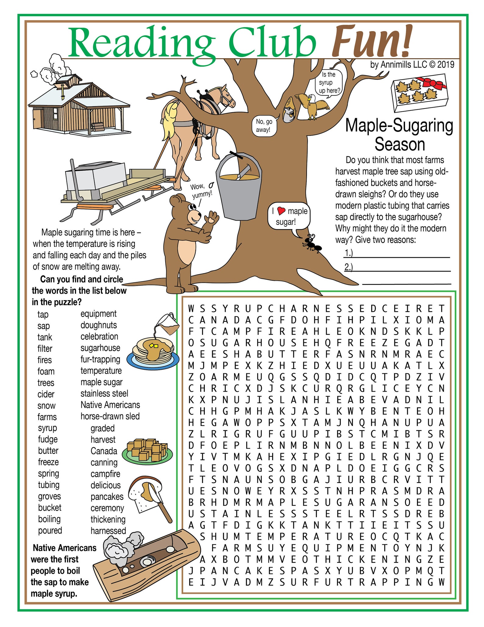 Maple Sugaring Time Traditions Printable Puzzle Activity - Etsy