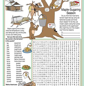 Maple Sugaring Time Traditions Printable Puzzle Activity - Etsy