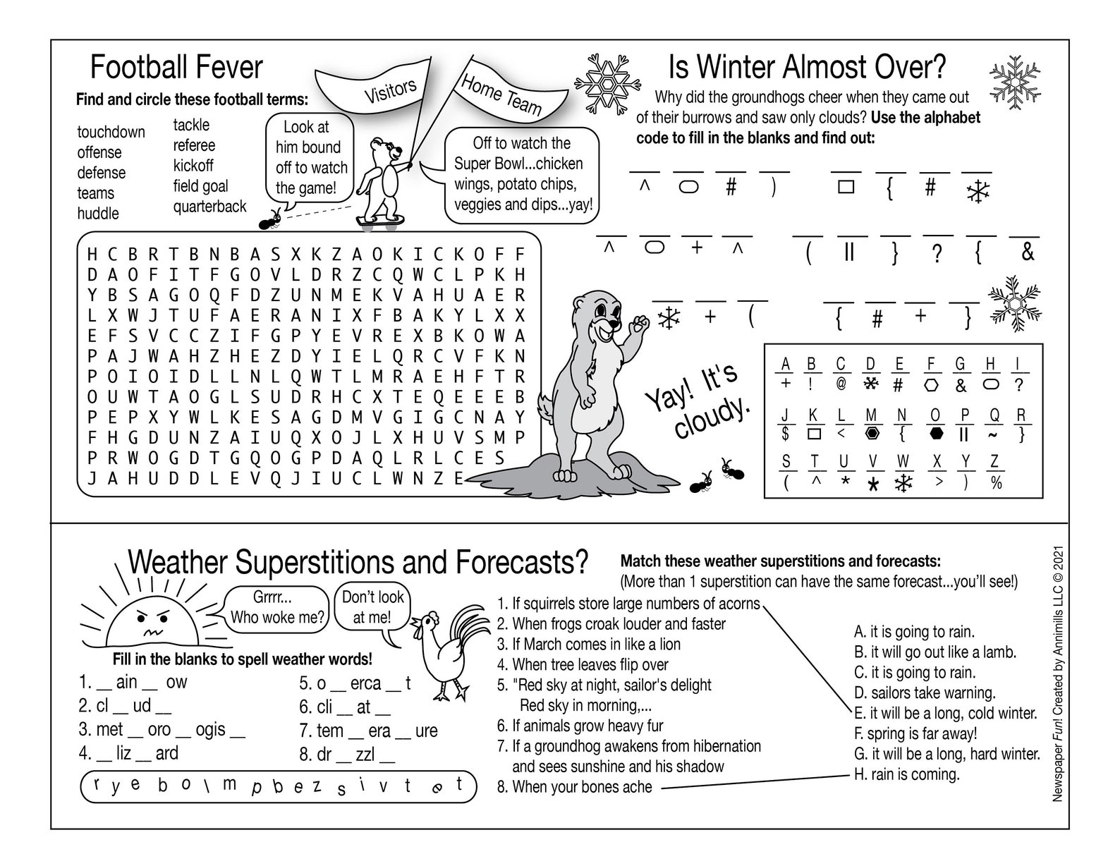 Groundhog Day and Weather – Printable Activity Set, Word Searches ...