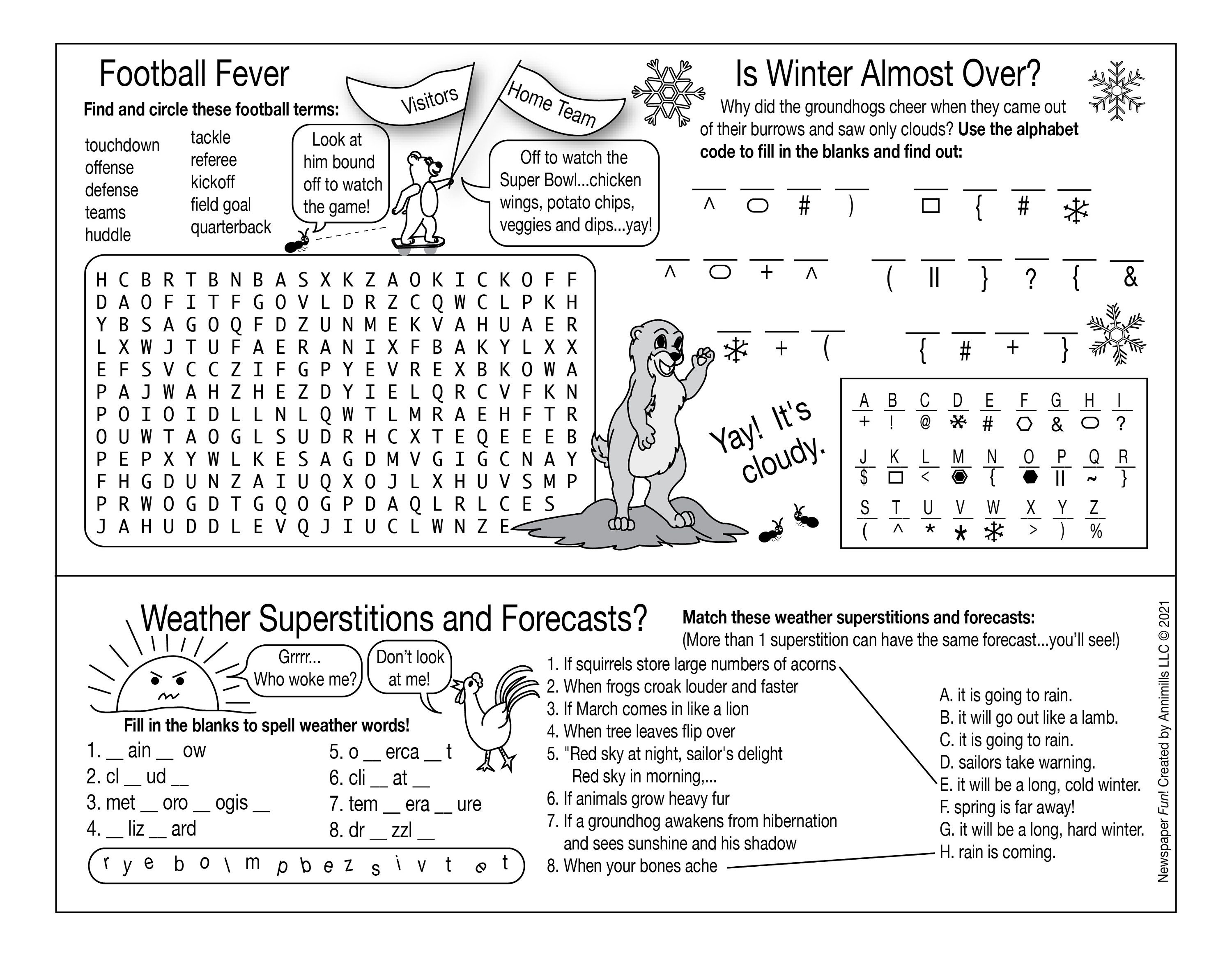 Groundhog Day and Weather – Printable Activity Set, Word Searches ...