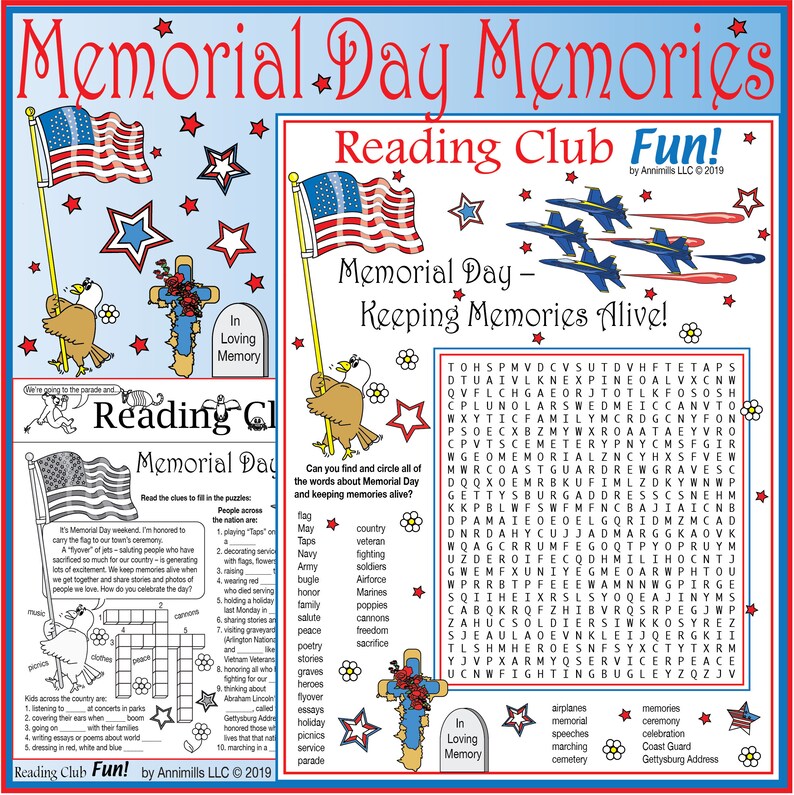 Memorial Day Themes Printable Puzzle Bundle – Remembering and Honoring ...