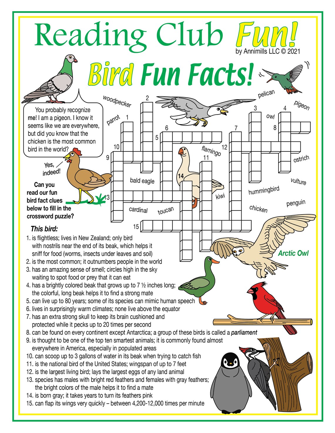 Bird Adaptations Printable Puzzles – Crosswords, Word Search, Beak ...