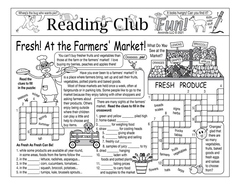 Farmers Market Two-page Printable Activity Set, Word Searches ...