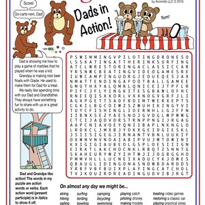 Dads Are Great - Father's Day Two-page Printable Activity Set and Word ...