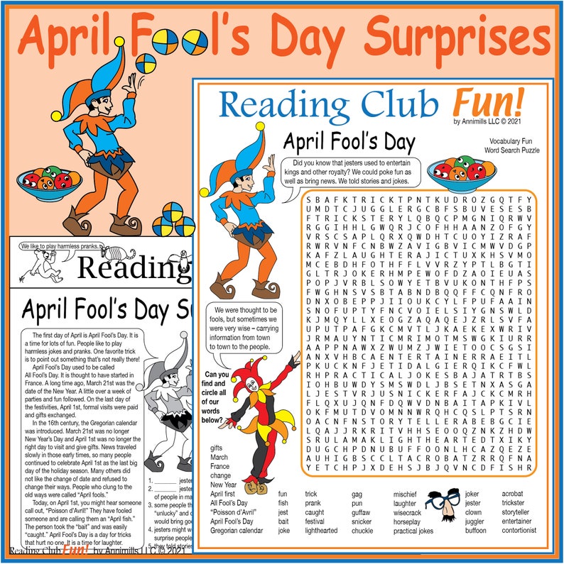 April Fools' Day Printable Puzzle Bundle – History, Vocabulary ...