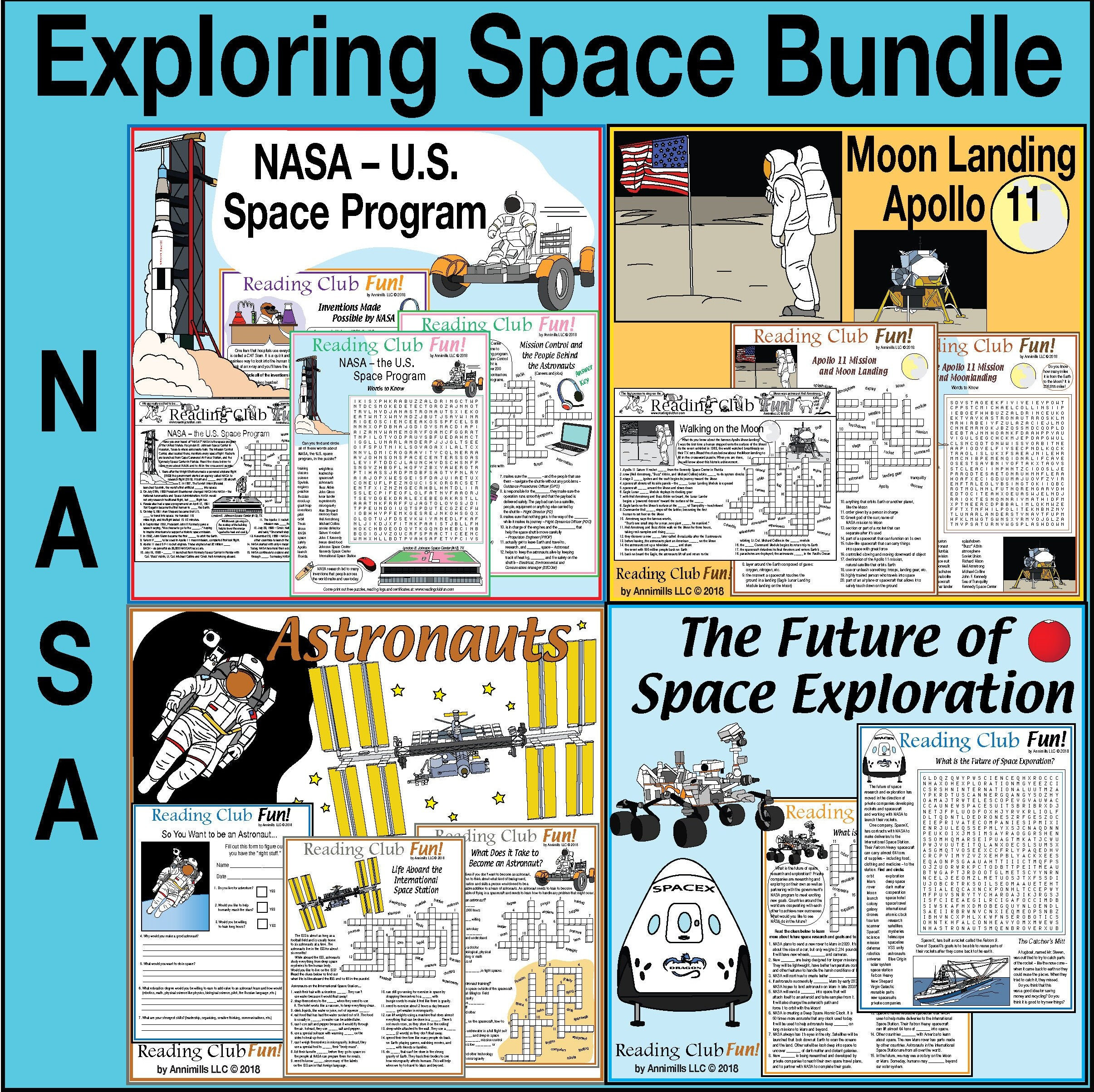 Exploring Space Printable Puzzle Bundle: NASA, Moon Landing, Astronauts ...