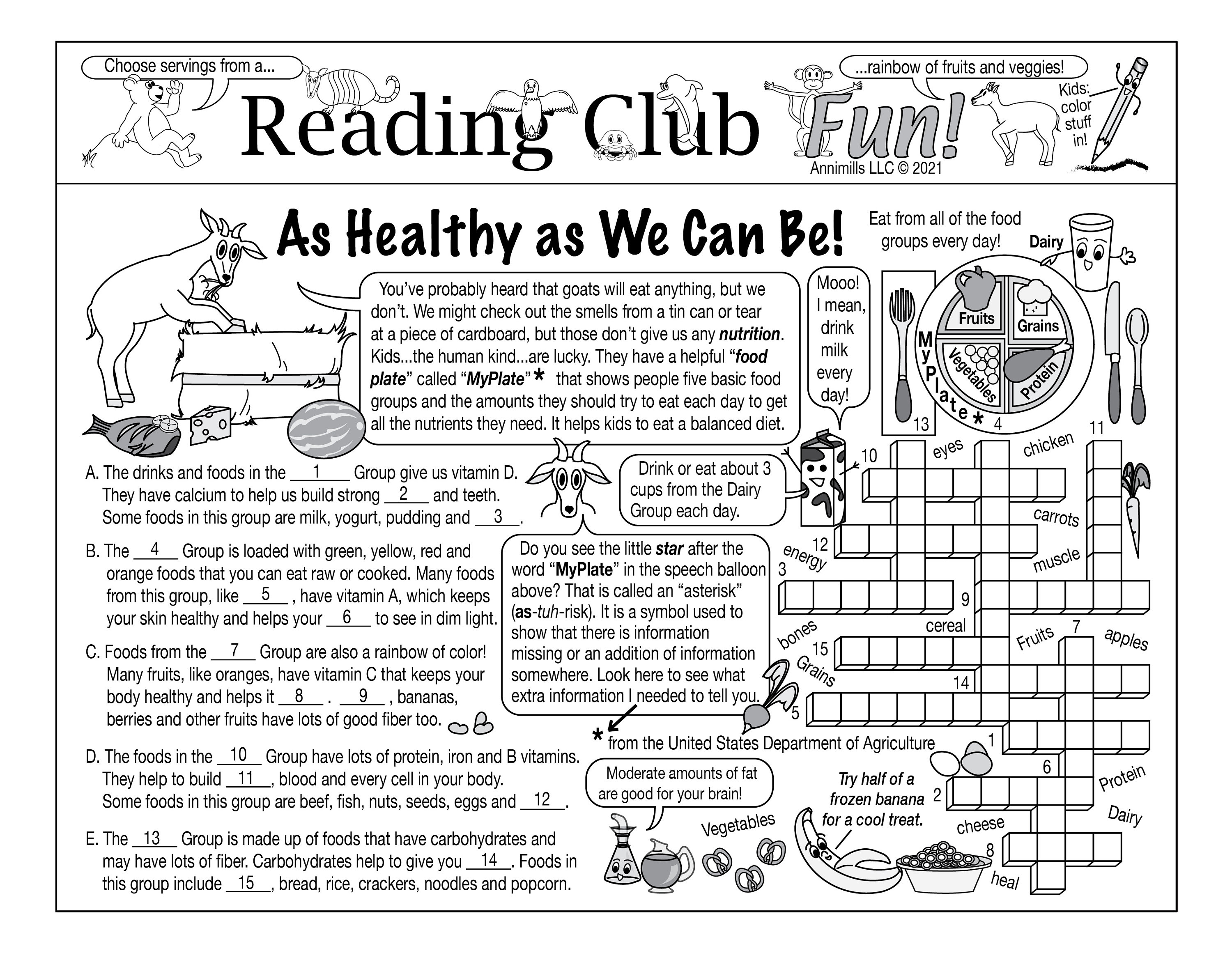 Nutrition and Food Groups -- Printable Two-page Activity Set and Word ...