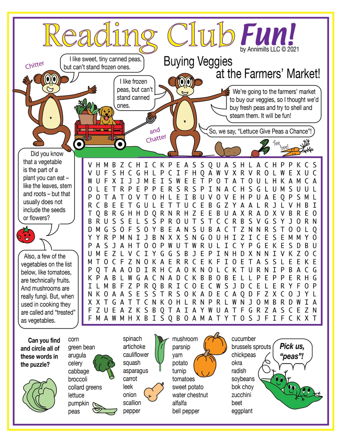 Farmers Market Two-page Printable Activity Set Word Searches | Etsy
