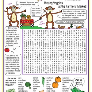 Farmers Market Two-page Printable Activity Set, Word Searches ...
