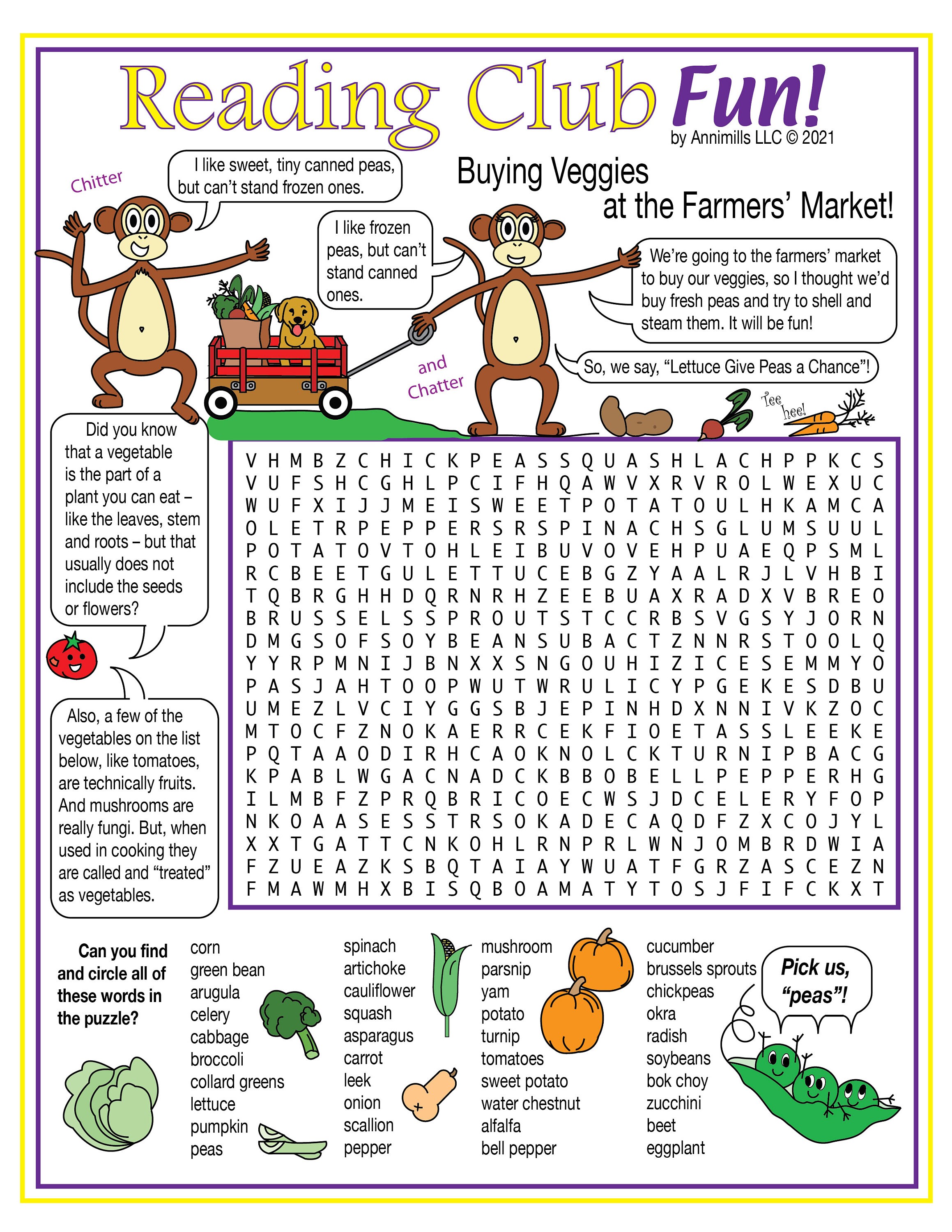 Farmers Market Two-page Printable Activity Set, Word Searches ...