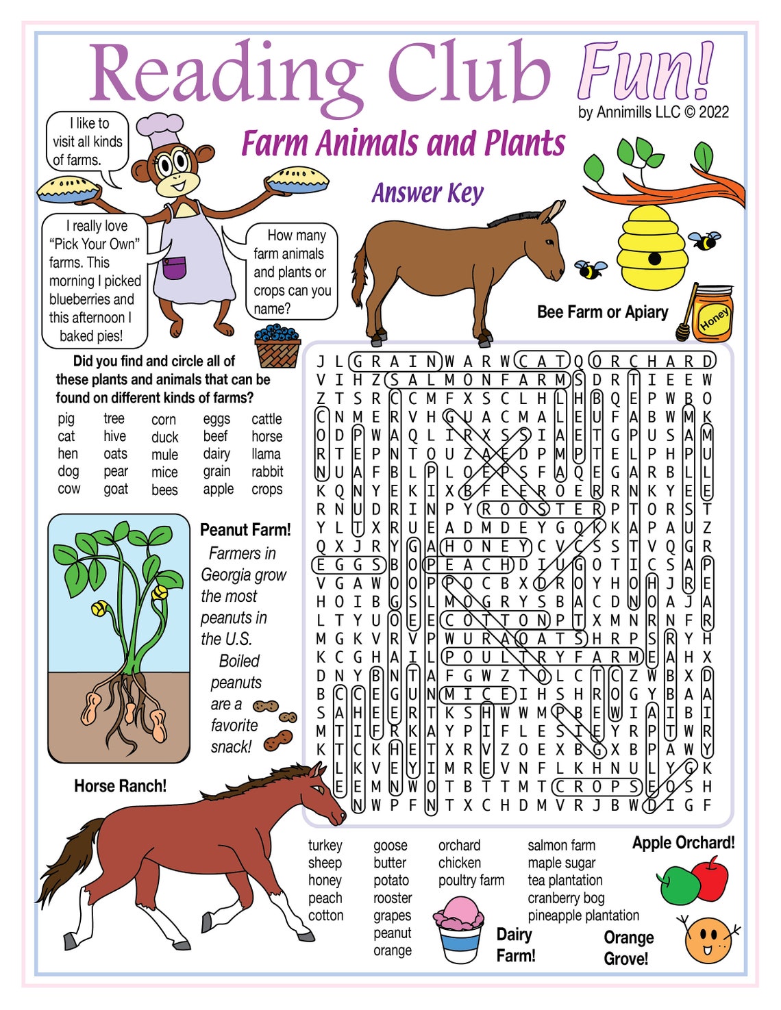 Farmers Market Two-page Printable Activity Set, Word Searches ...
