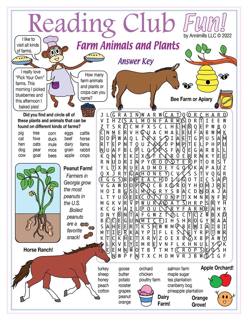 Farmers Market Two-page Printable Activity Set, Word Searches ...