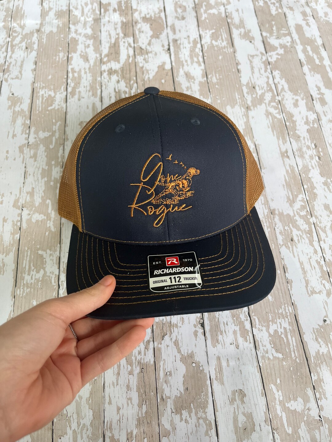 Navy/carmel Gone Rogue Trucker Hat - Etsy
