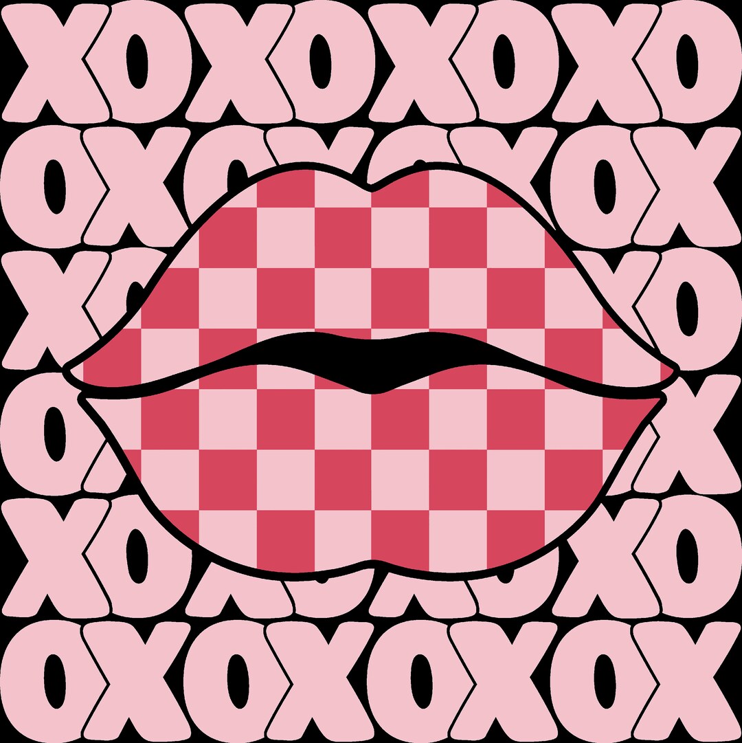 XOXO Checkered Lips DTF Heat Transfer - Etsy