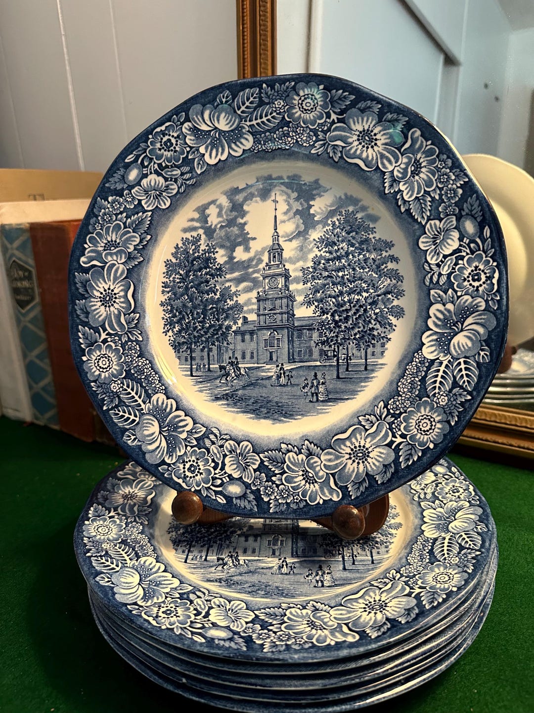 Independence Hall Liberty Blue 9.5” Inch Plates, Set of 3, Made in ...
