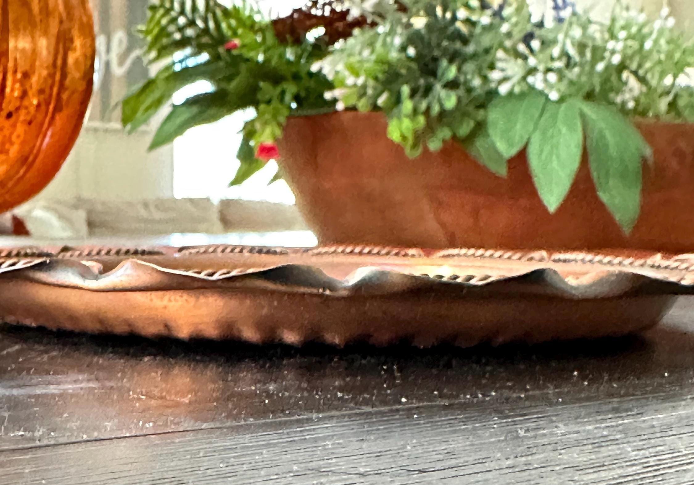 Vintage Gregorian Solid Copper Hanging Wall Plate 9 Hammered Scalloped ...