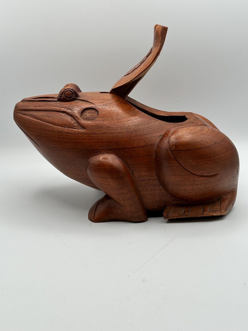 Handmade Wooden Frog Box – Carved Animal Storage Box 11”x7.5”x6 ...