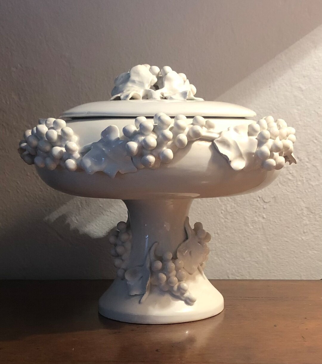 Ardalt Uva Bianca Italian Compote on Pedestal Vintage Majolica, Italy ...