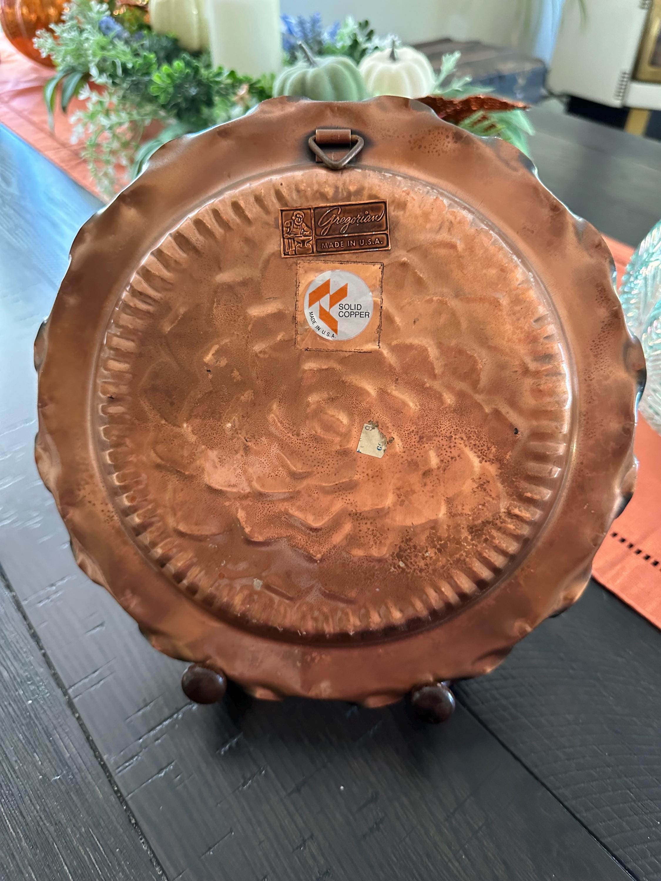 Vintage Gregorian Solid Copper Hanging Wall Plate 9 Hammered Scalloped ...