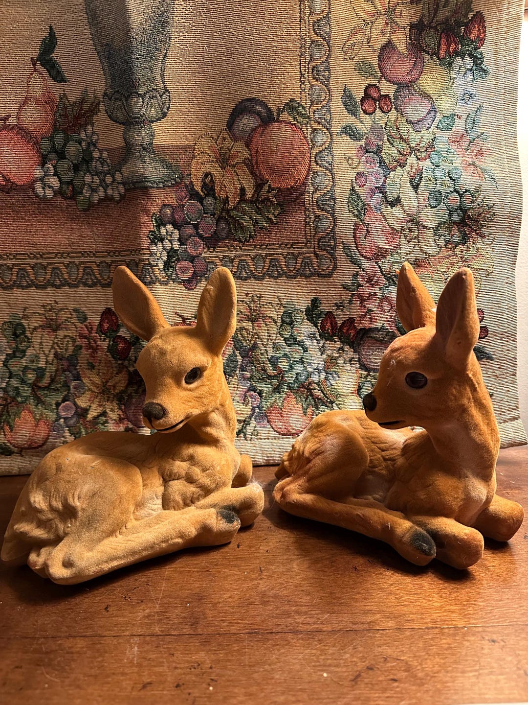 Flocked Deer Fawn Set of 2. 7”tall X 7.5”wide - Etsy