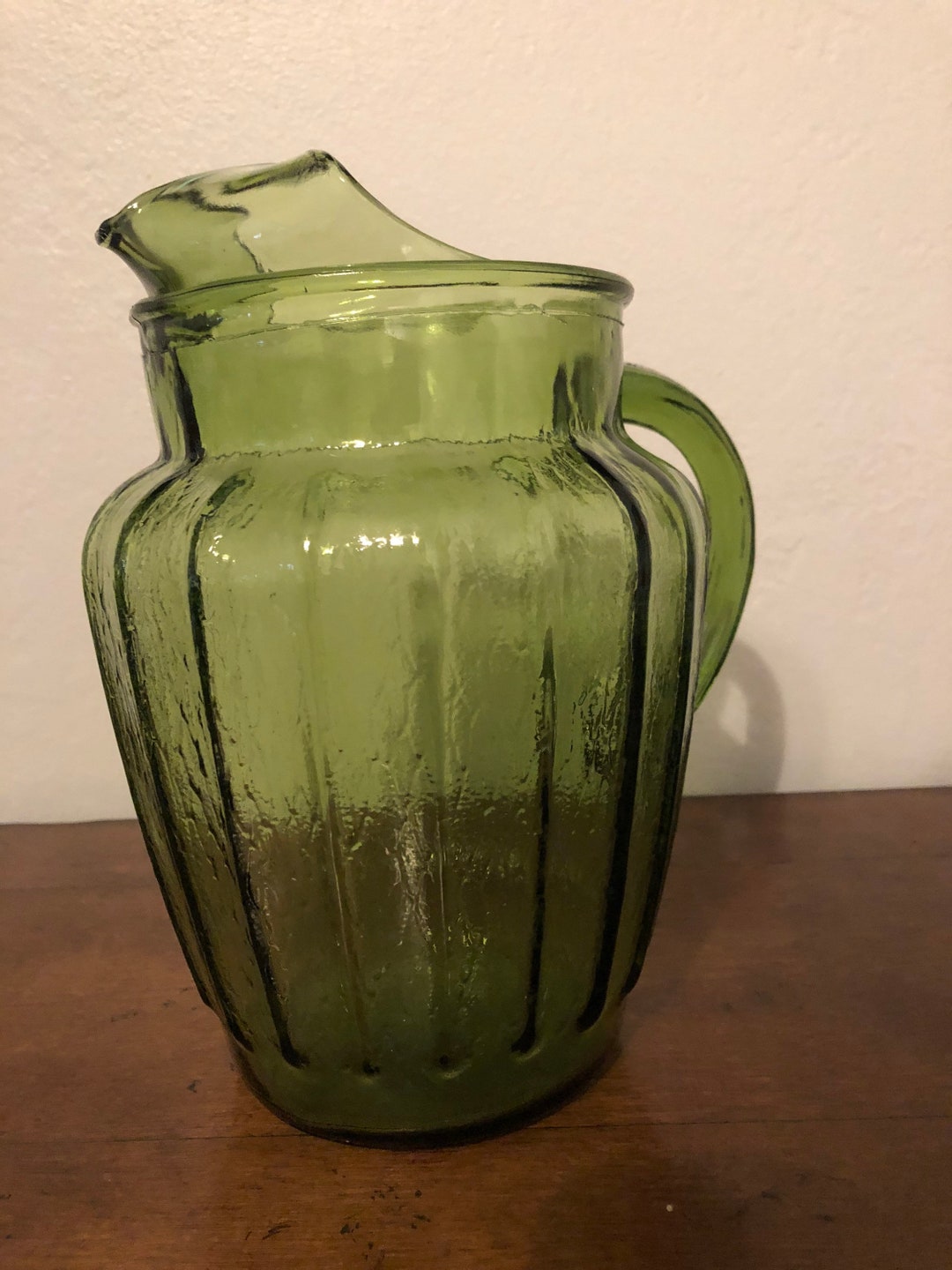 Vintage Anchor Hocking Sprucewood Green Water Pitcher - Etsy