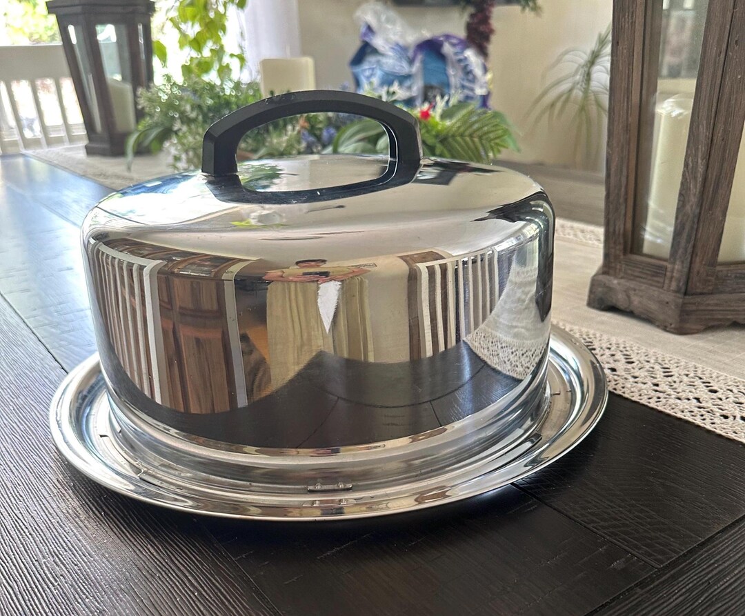 Vintage MCM Everedy Stainless Steel Cake Pan Server Storage With ...