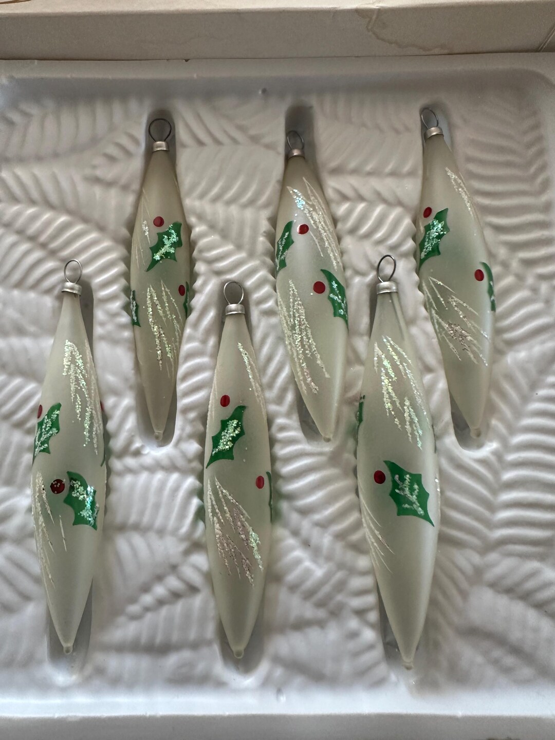 6 Vintage Glass Teardrop Christmas Tree Ornaments by Bradford Novelty ...