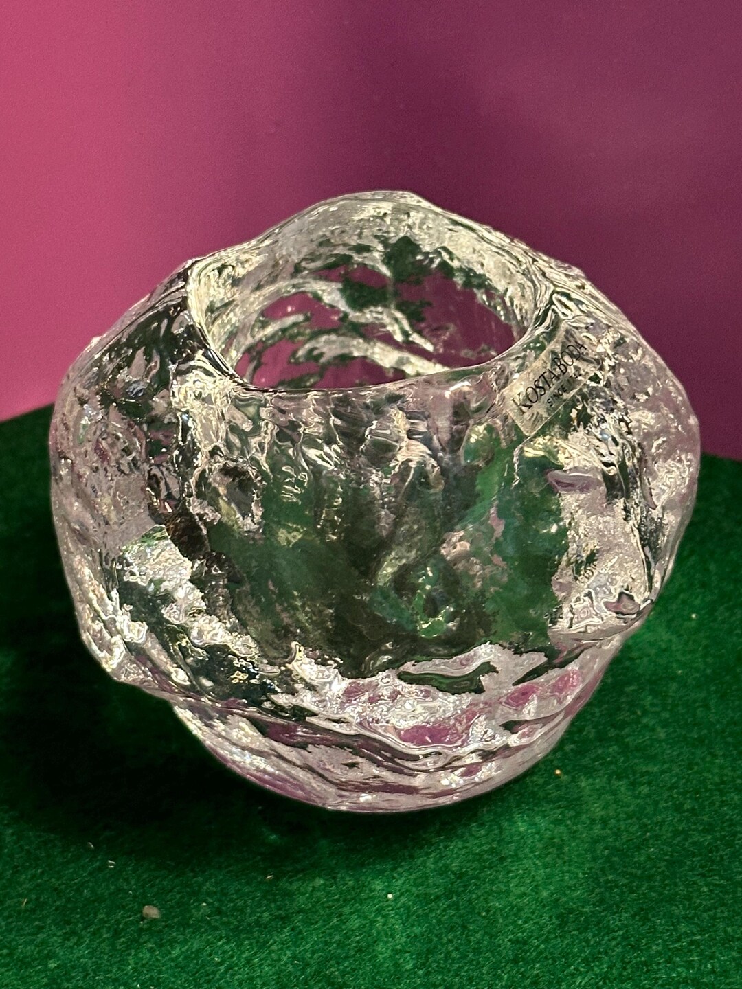 Kosta Boda Lead Crystal Snowball Art Glass Votive Candle Holder - Etsy