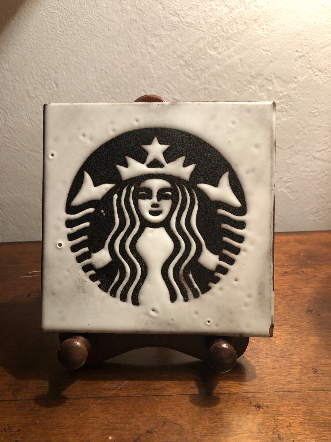 Starbucks Trivet Hot Plate Tile Black White, as Is. - Etsy