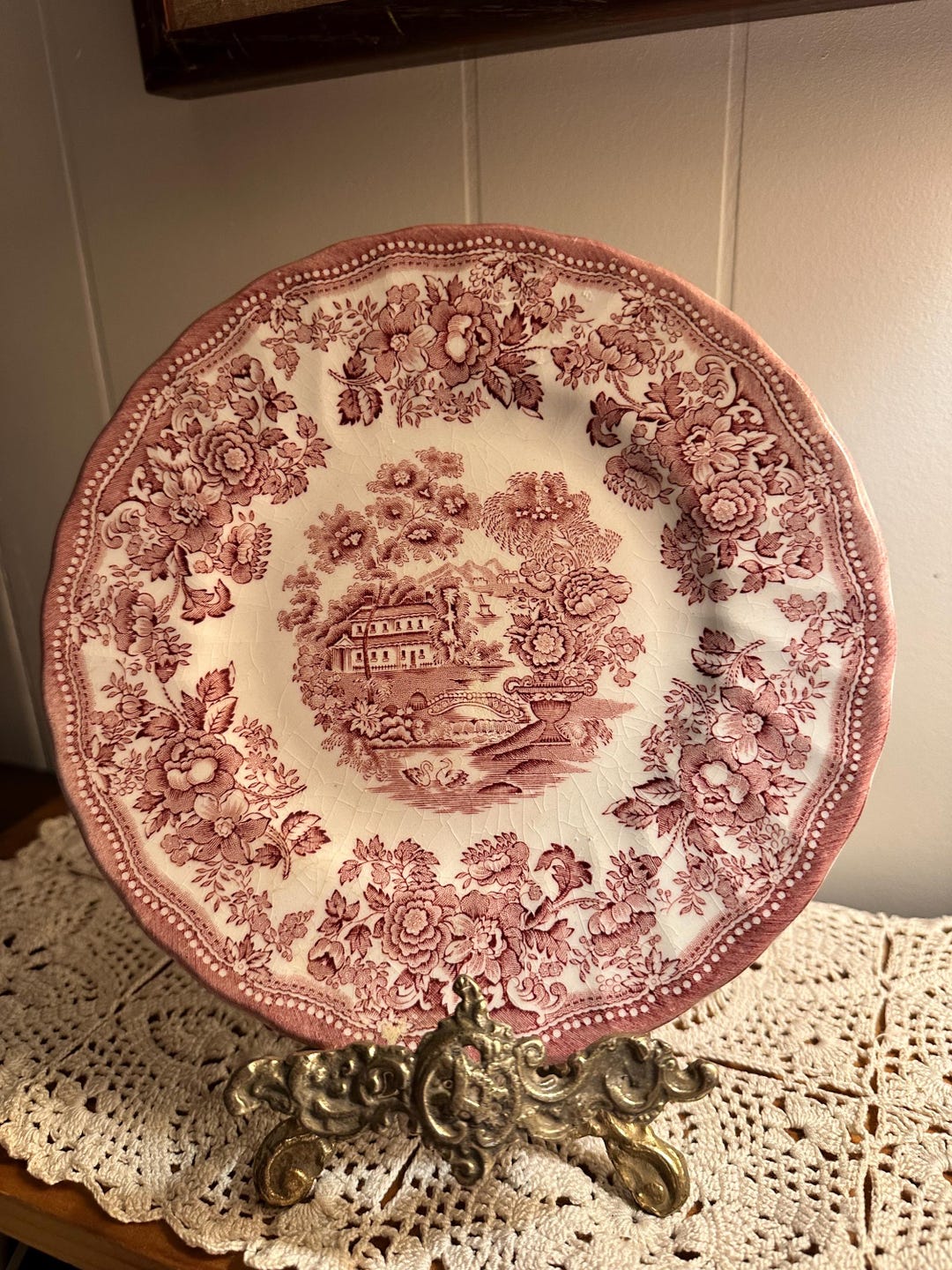 Myott Tonquin Red Pink Dinner Plate, a Vintage Piece of English ...
