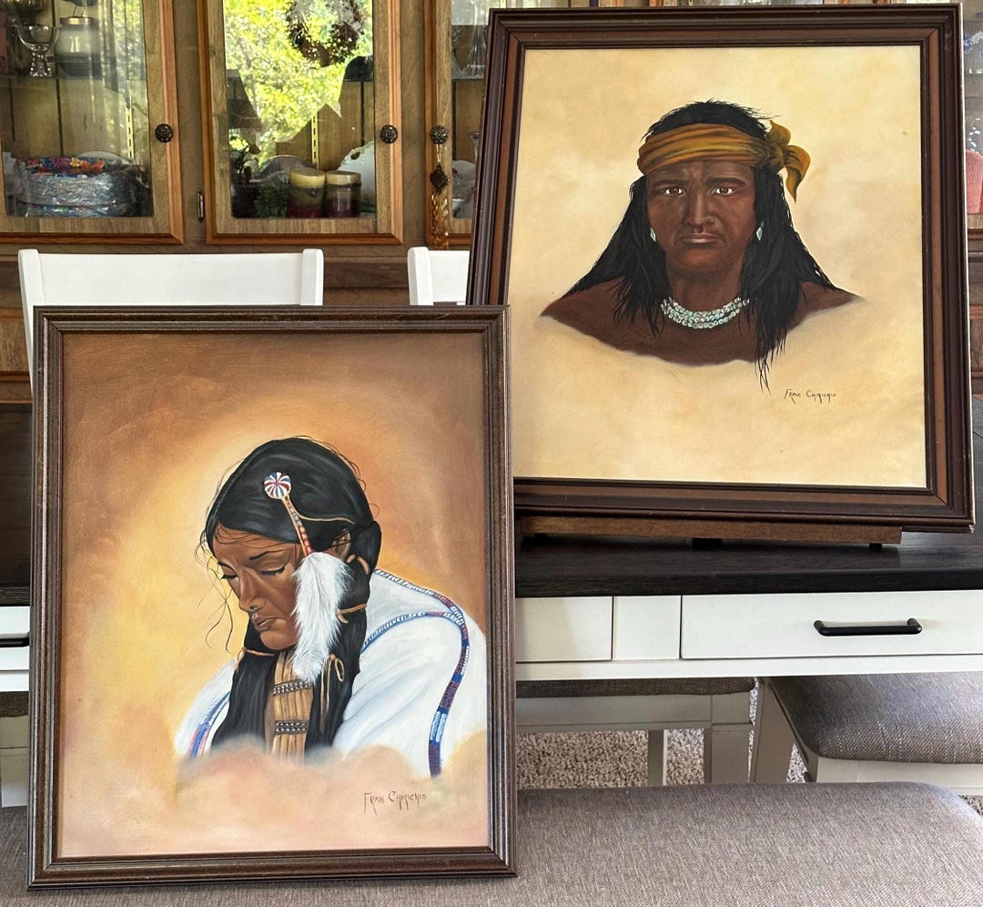 Set of 2 Native American Oil Paintings by Fran Chirichio – Vintage ...