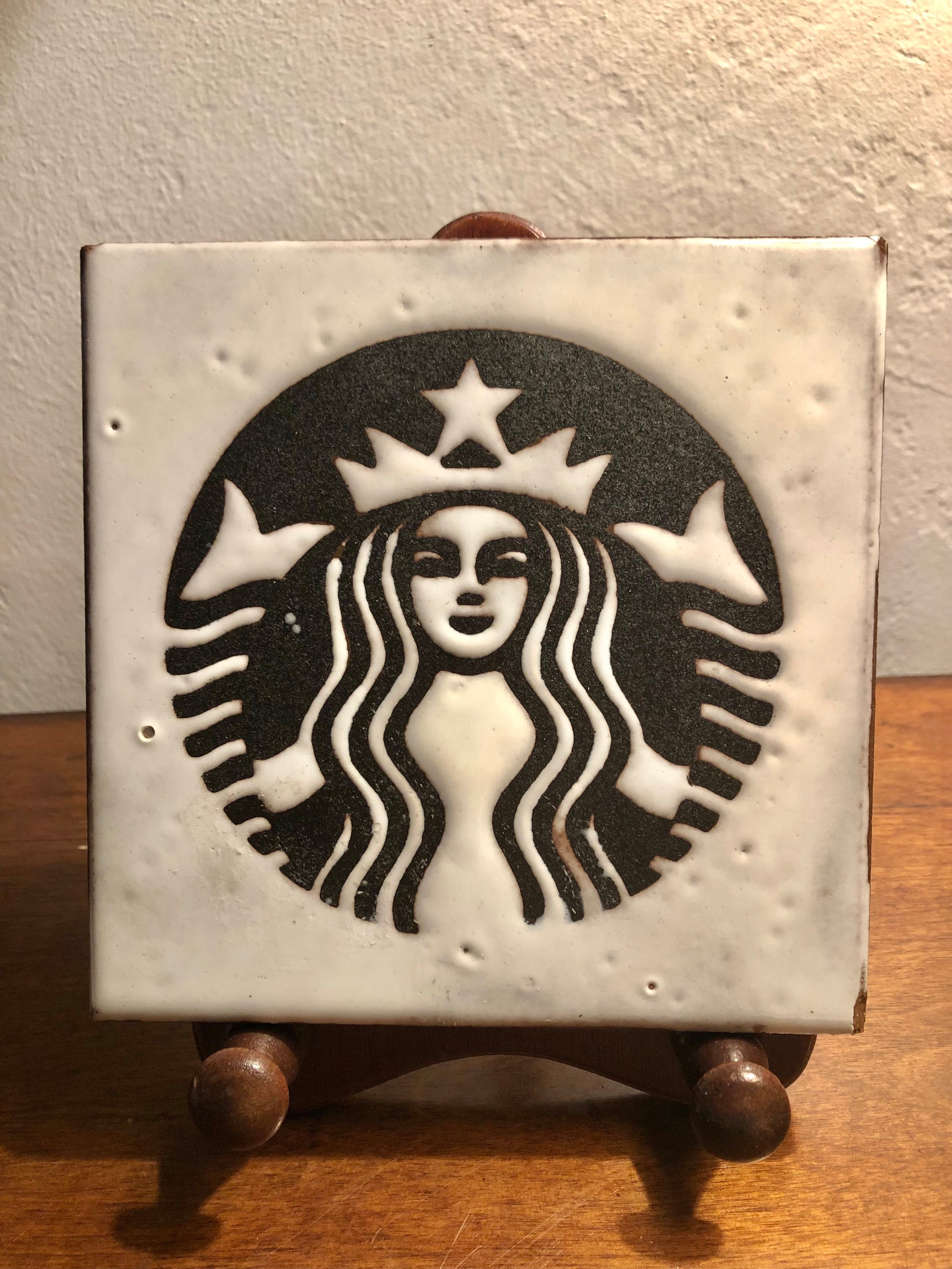 Starbucks Trivet Hot Plate Tile Black White, as Is. - Etsy