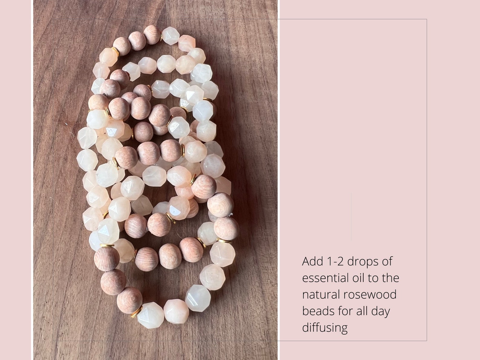 The Kayla Bracelet • Natural Pink Aventurine & Rosewood Beaded Stretch ...