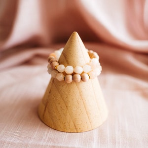 The Kayla Bracelet • Natural Pink Aventurine & Rosewood Beaded Stretch ...