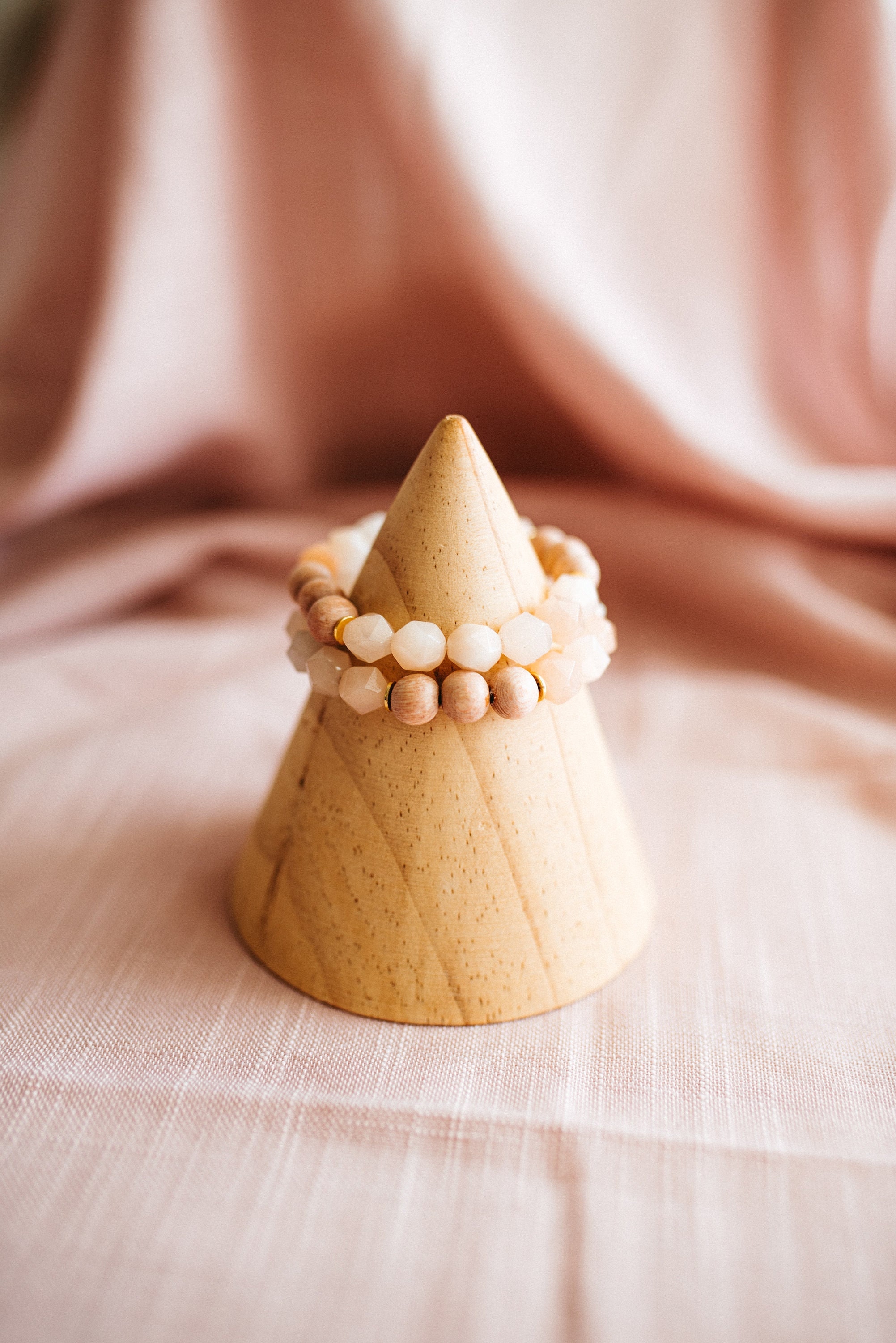 The Kayla Bracelet • Natural Pink Aventurine & Rosewood Beaded Stretch ...
