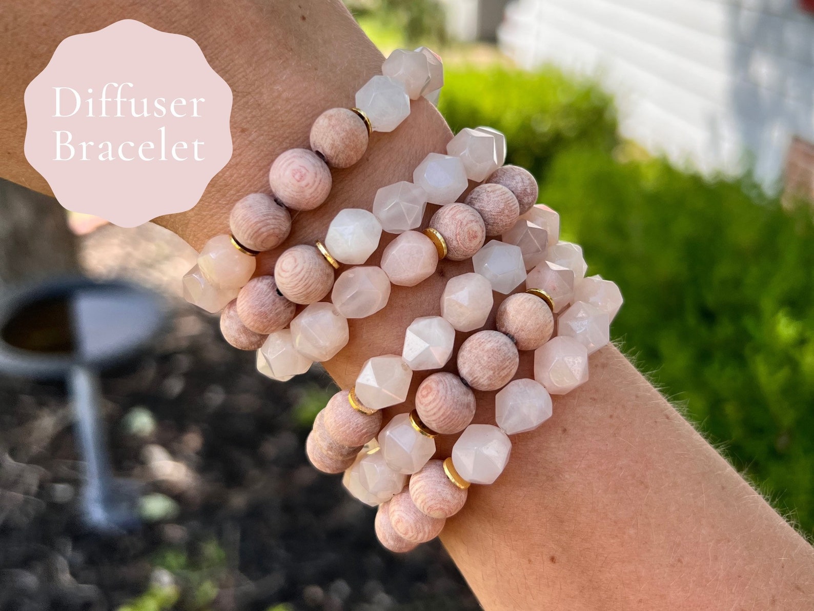 The Kayla Bracelet • Natural Pink Aventurine & Rosewood Beaded Stretch ...