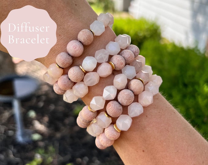The Kayla Bracelet Natural Pink Aventurine & Rosewood Beaded Stretch ...