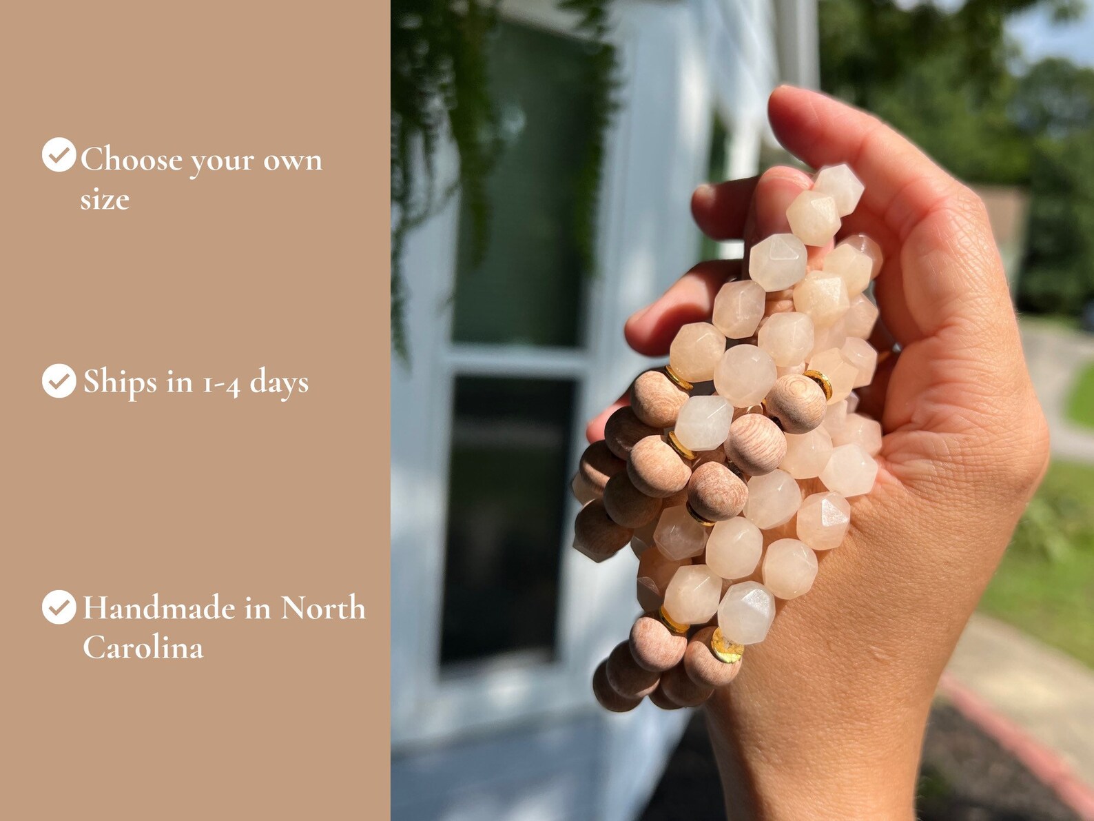 The Kayla Bracelet • Natural Pink Aventurine & Rosewood Beaded Stretch ...