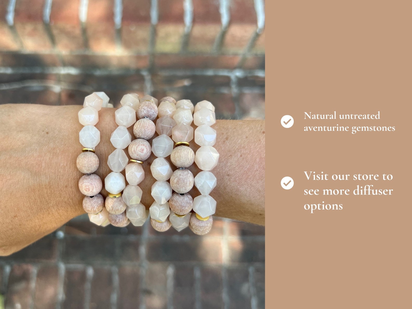 The Kayla Bracelet • Natural Pink Aventurine & Rosewood Beaded Stretch ...
