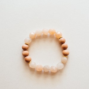 The Kayla Bracelet • Natural Pink Aventurine & Rosewood Beaded Stretch ...
