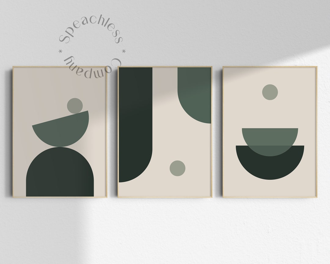 3 Piece Wall Art, Gallery Wall Set, Set of Three Prints, Green Prints ...
