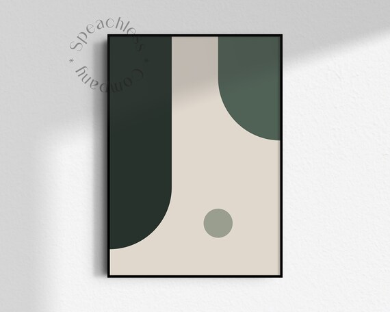Mid Century Modern Printable Wall Art Sage Green Abstract - Etsy