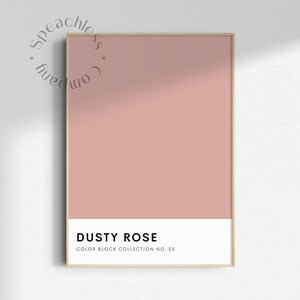 Dusty Rose Wall Prints, Dusty Rose Wall Decor, Color Block Printable ...