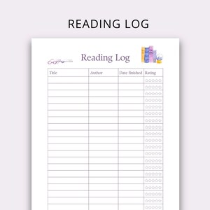 Reading Log, Reading Tracker, Book Log Printable, Instant Download, A4 ...