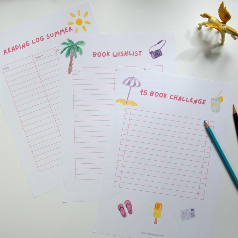 Summer Reading Tracker Bundle, Cute Reading Journal, Colorful Printable ...