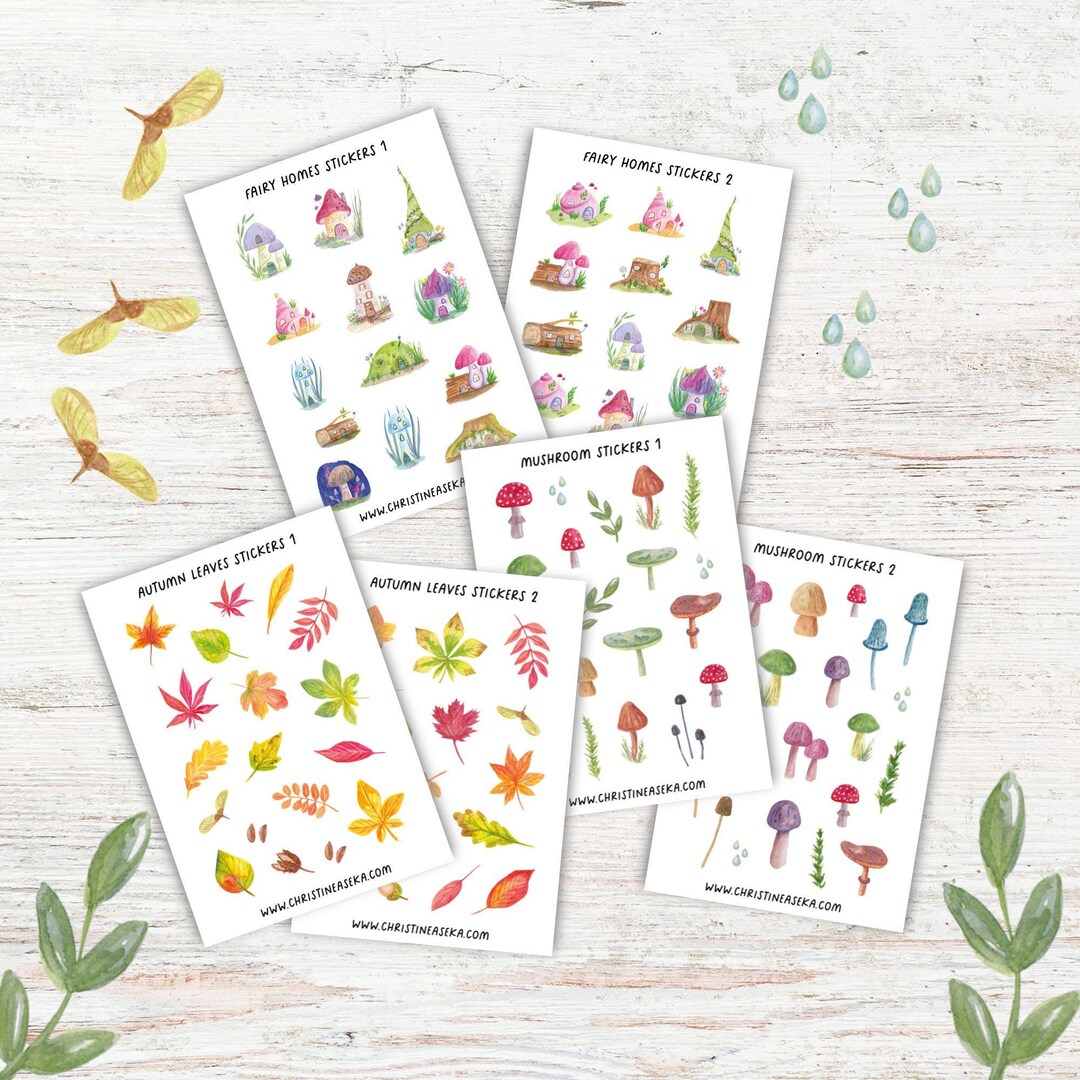 Sticker Sheet Bundle Autumn Fall, Forest Woodland Stickers With Fairy ...