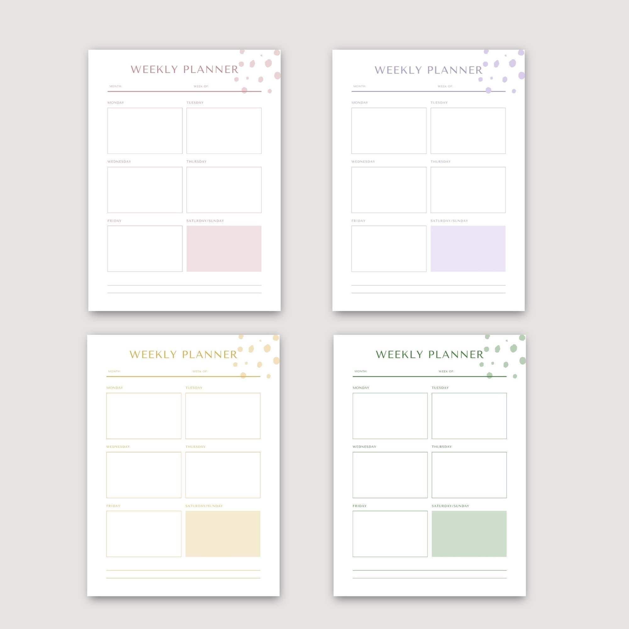 Minimal Weekly Planner Printable Pastel, Weekly Schedule Downloadable ...