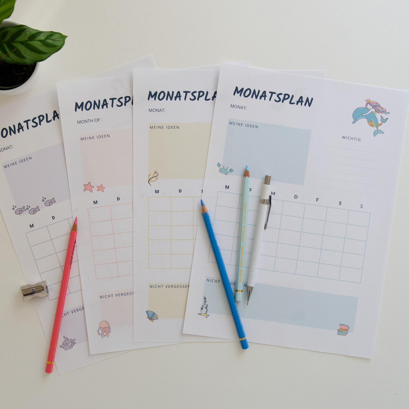 German Monthly Planner Printable, DIN A4 Portrait, Instant Download ...