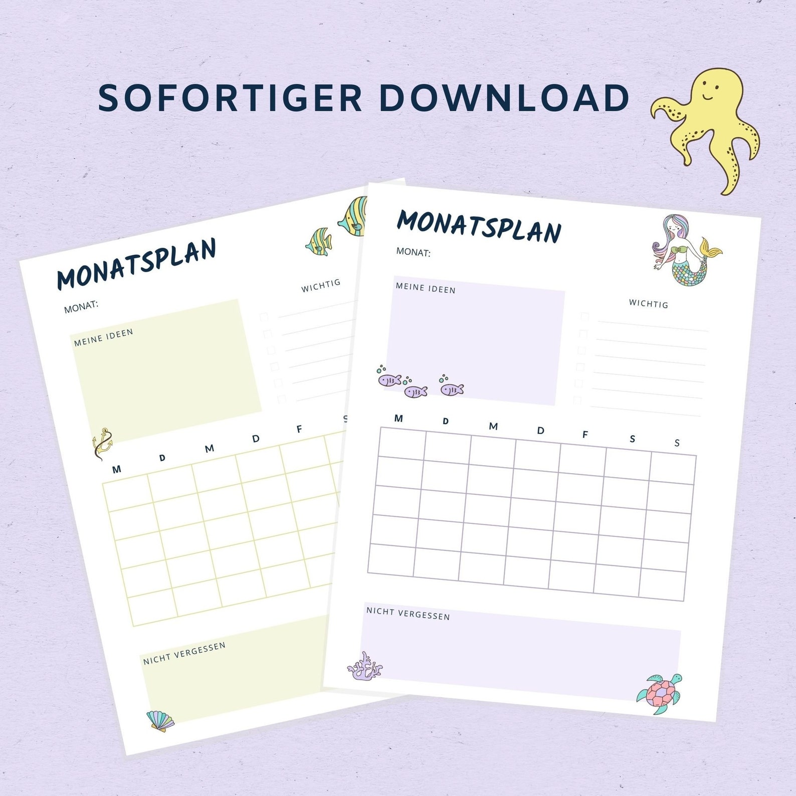 German Monthly Planner Printable, DIN A4 Portrait, Instant Download ...